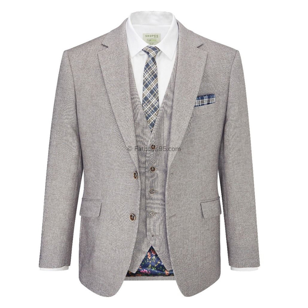 Skopes Tailored Tweed Herringbone Suit Jacket - MM30061 - Jude - Stone ...
